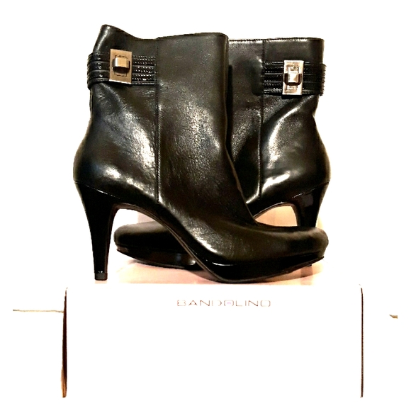 Bandolino | Shoes | Nib Bandolino Black Leather Calf Ankle Bootie ...